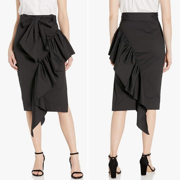 Milly | Skirts | Milly Cascade Tie Skirt Size Us 2 Black | Poshmark